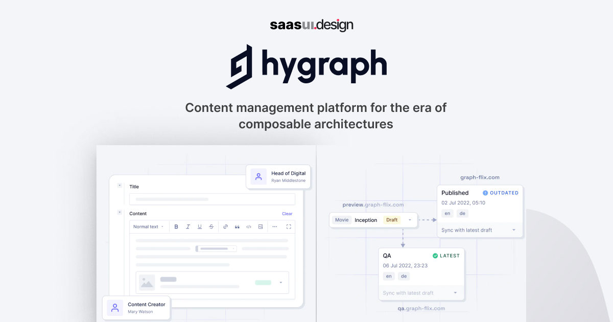 Hygraph | UI, UX Design | SaaS | Application Design | saas ui